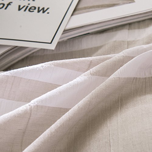 Merryfeel Cotton Duvet Cover Set,100% Cotton Seersucker Weave Duvet Cover Set,Yarn Dyed Textured Stripe Bedding Set,3 Pieces- Full/Queen Khaki