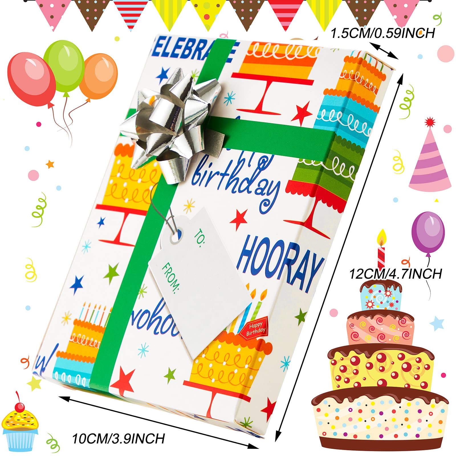 12 Pieces Gift Card Box Happy Birthday Present Card Holder Birthday Card Gift Box with 12 Pieces Wrapping Bows Mini Favor Boxes for Holiday Birthday Party
