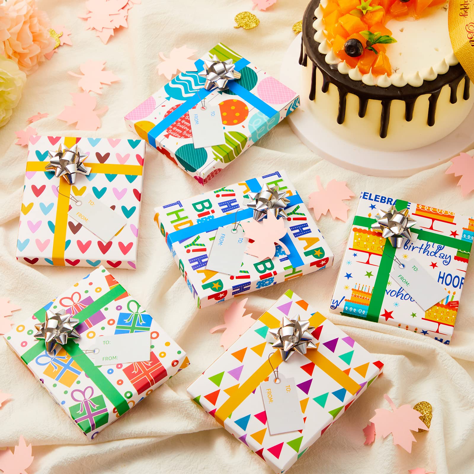 12 Pieces Gift Card Box Happy Birthday Present Card Holder Birthday Card Gift Box with 12 Pieces Wrapping Bows Mini Favor Boxes for Holiday Birthday Party