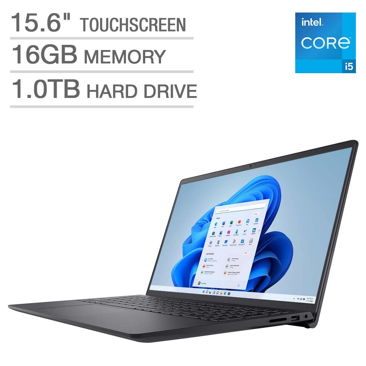 Dell Inspiron 15 3511 15.6โ FHD Touchscreen Laptop, 11th Gen Intel Core i5-1135G7, 16GB Memory, 1TB HDD Hard Drive, Windows 11 Home, Black