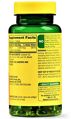 Spring Valley - Vitamin A SUPPLEMENT 2400MCG 250 Softgels