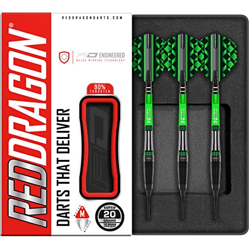RED DRAGON Slipstream 18 Gram Softip Premium Tungsten Darts Set with Flights and Stems