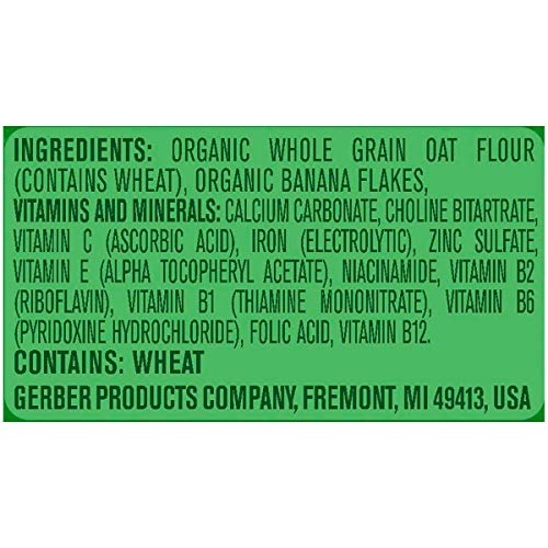 Gerber Baby Cereal Organic 2nd Foods, Grain & Grow, Oatmeal Banana, 8 Ounce (Pack of 6)