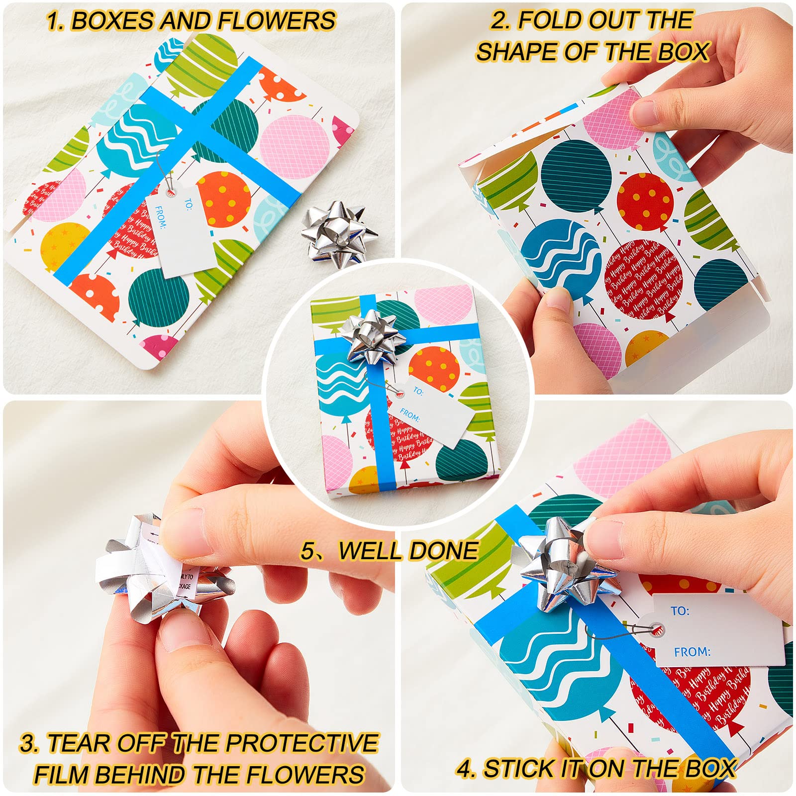 12 Pieces Gift Card Box Happy Birthday Present Card Holder Birthday Card Gift Box with 12 Pieces Wrapping Bows Mini Favor Boxes for Holiday Birthday Party