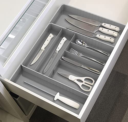 Simple Houseware Expandable Kitchen Drawer Flatware Organizer, Grey
