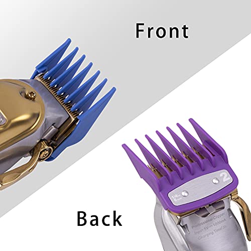 Professional 10 Color Coded Comb Attachment,Metal Hair Clipper Guards Cutting Guides/Combs,from 1/16inch to 1inch,Compatible with Wahl Clippers Combs