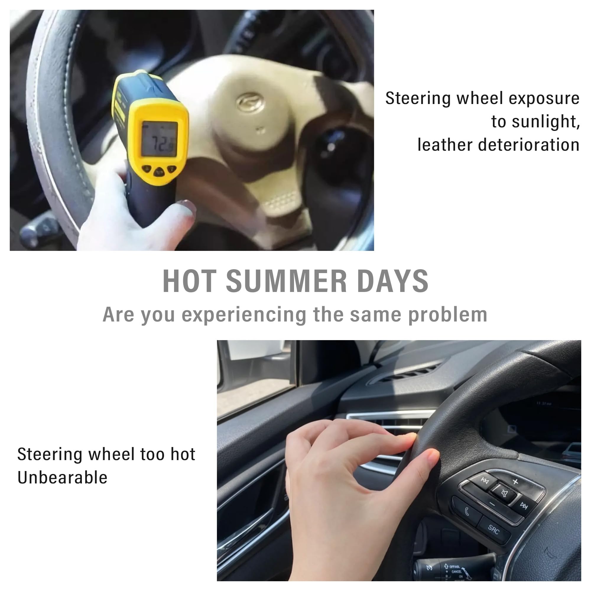 Car Steering Wheel Cover Sun Shade,3 Layers Thickened Foil Car Heat Shield for Steering Wheel,Universal Car Accessories Cooling Steering Wheel Cover for Car Truck SUV Van