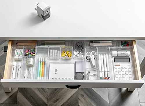 DCA 25 PCS Clear Plastic Drawer Organizer Tray for Makeup, Kitchen Utensils, Jewelries and Gadgets