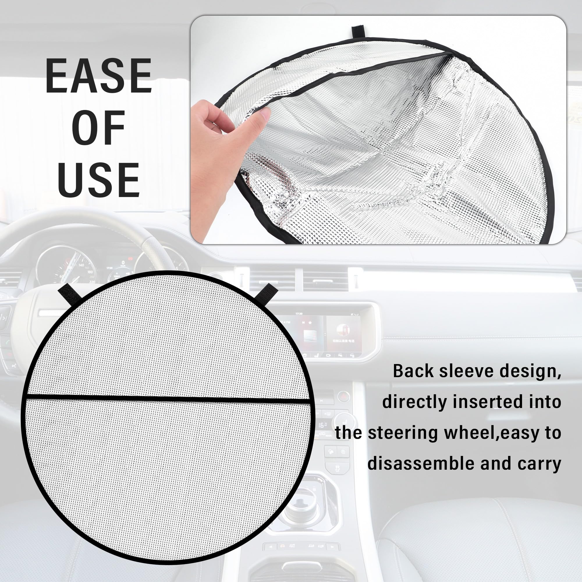 Car Steering Wheel Cover Sun Shade,3 Layers Thickened Foil Car Heat Shield for Steering Wheel,Universal Car Accessories Cooling Steering Wheel Cover for Car Truck SUV Van