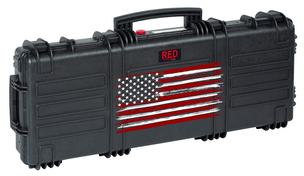Explorer Cases 37" RED by Explorer Waterproof Shotgun Rifle Case with Double Layer of Convoluted Foam - Limited USA Flag Edition - RED9413.BCV.USA