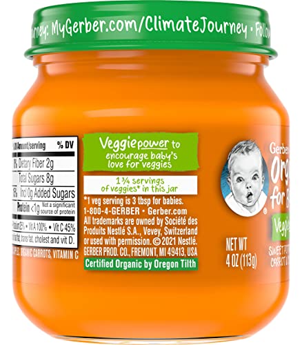 Gerber Organic 2nd Foods Baby Food Apple Sweet Potato & Carrot with Cinnamon (Pack of 4)
