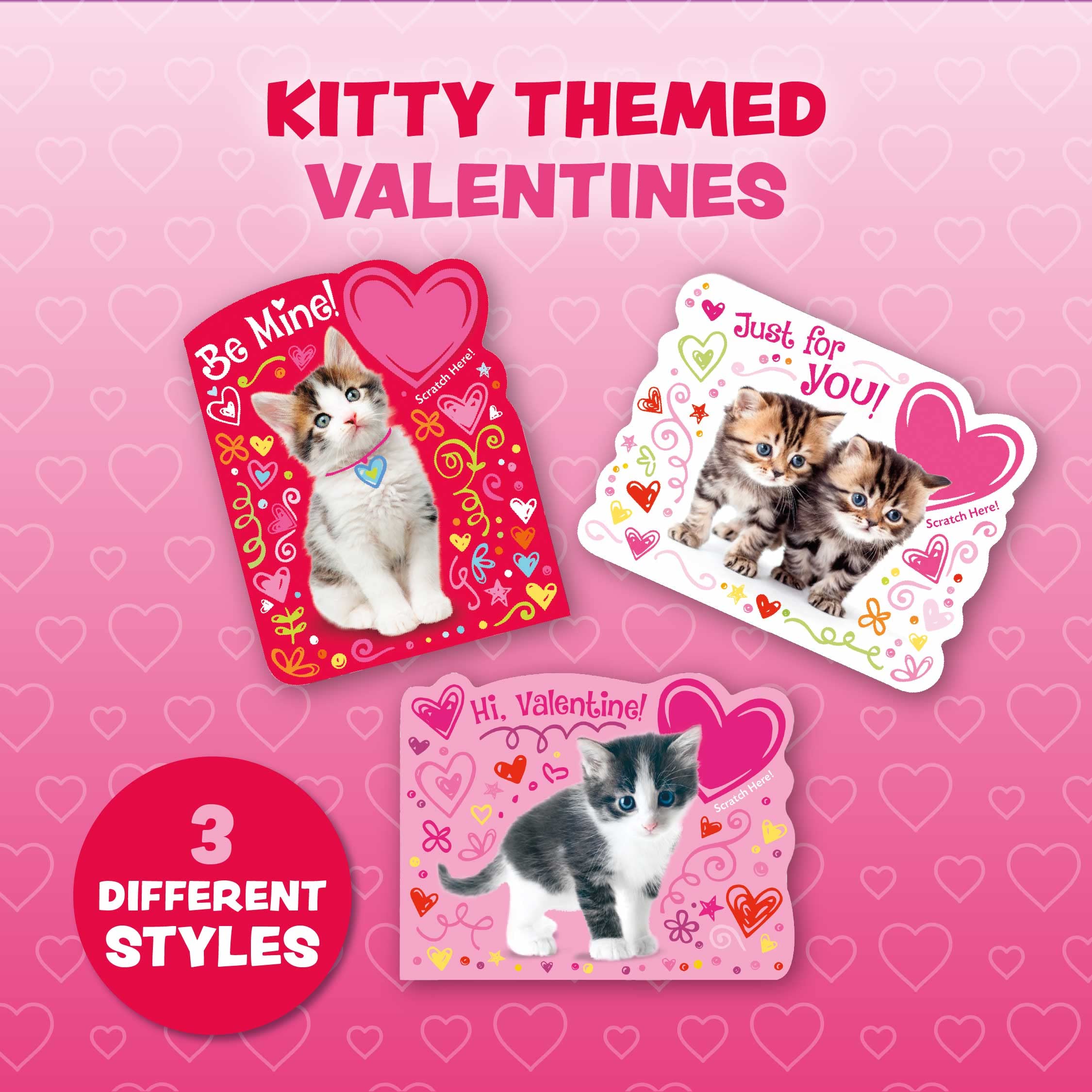 Peaceable Kingdom Scratch and Sniff Kitten Valentines - 28 Strawberry Scented Card Pack