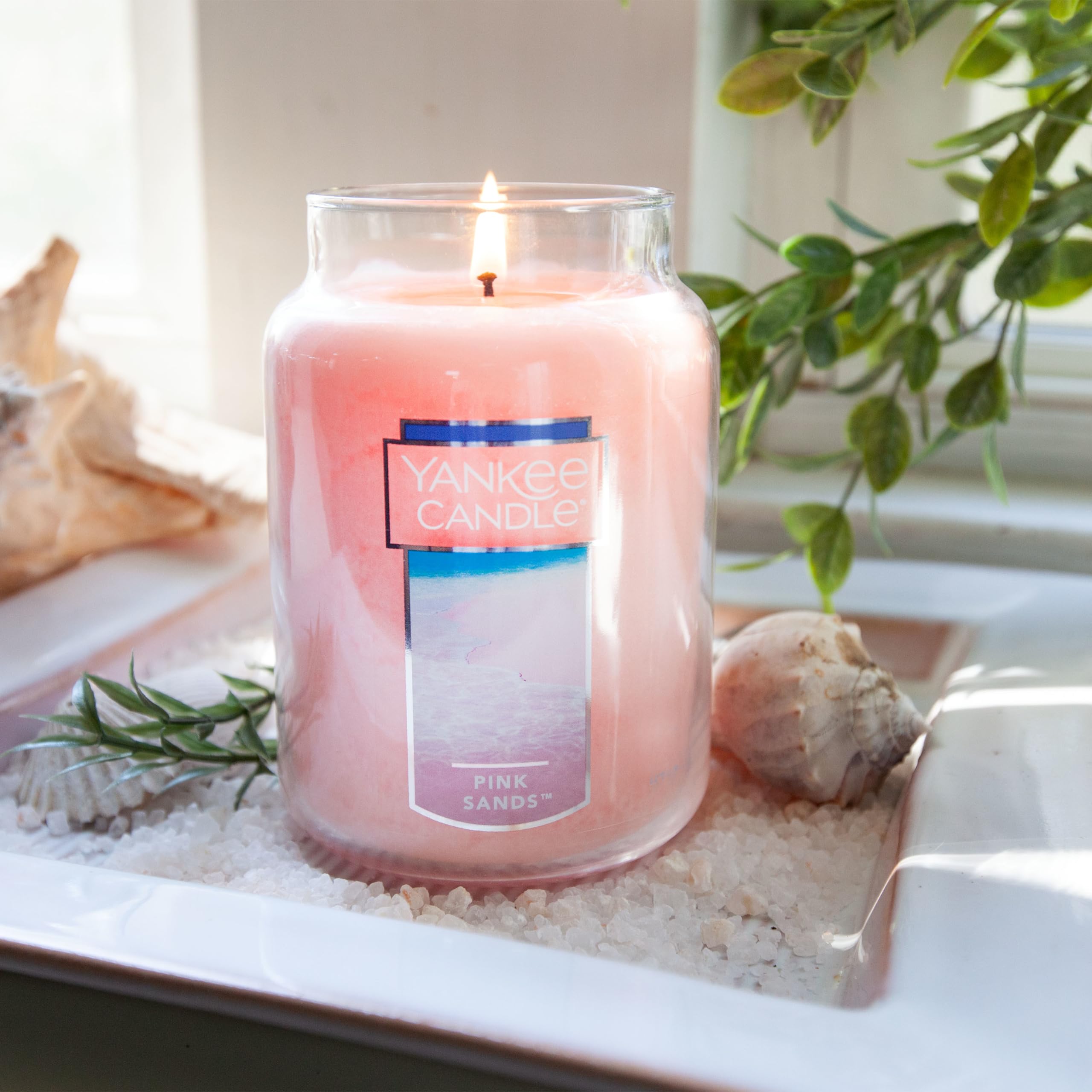 Yankee Candle Pink Sands Scented, Classic 22oz Large Jar Single Wick Candle, Over 110 Hours of Burn Time