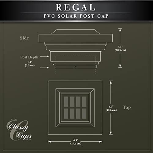 Classy Caps SL078W PVC Regal Solar Post Cap, 4" x 4", White