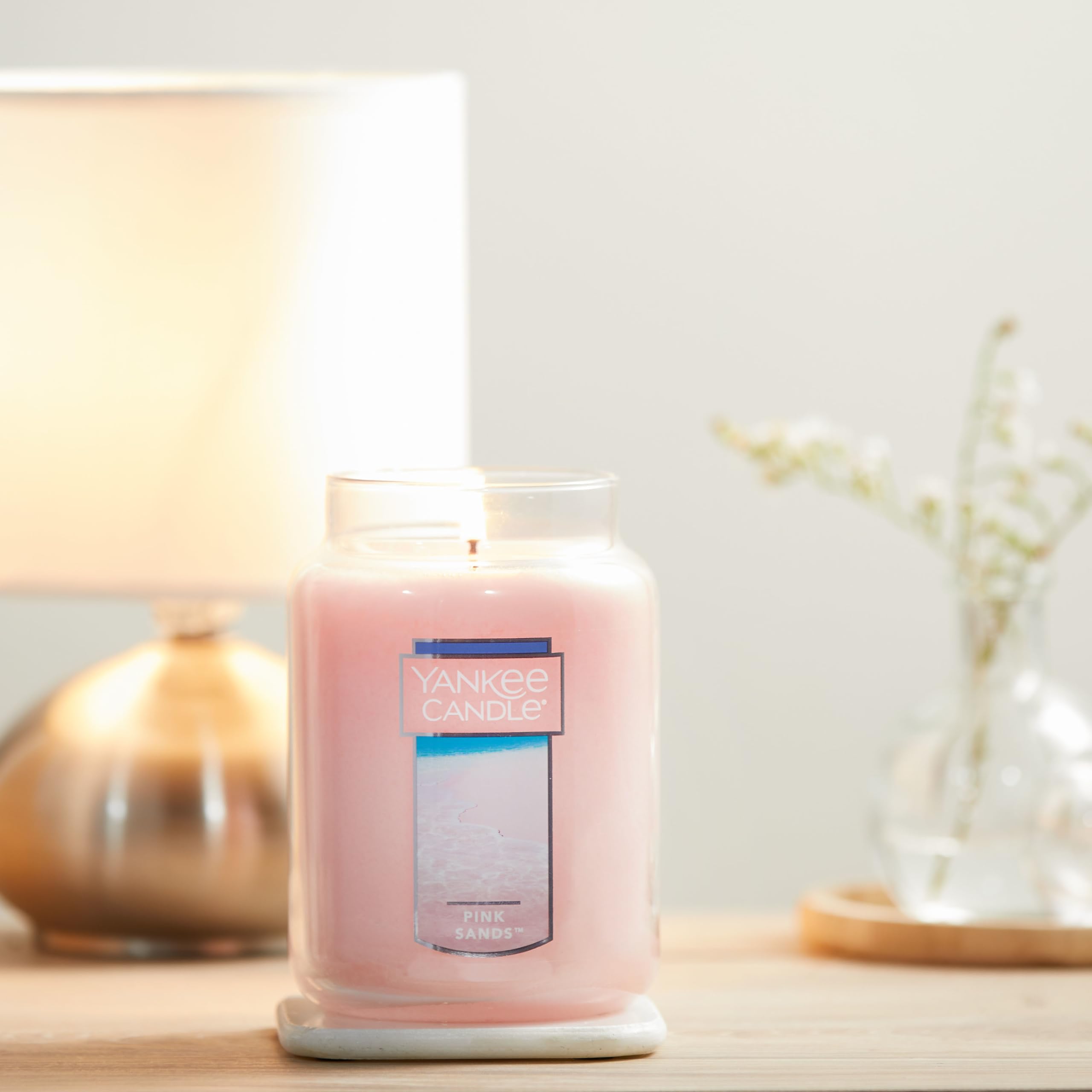 Yankee Candle Pink Sands Scented, Classic 22oz Large Jar Single Wick Candle, Over 110 Hours of Burn Time
