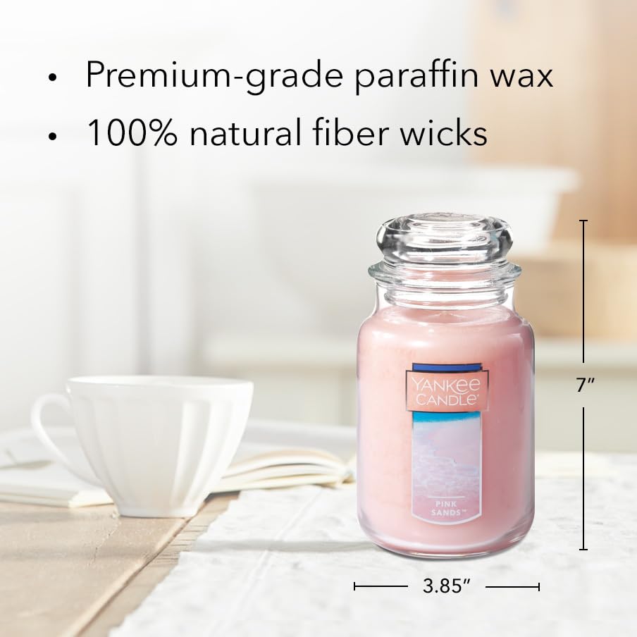 Yankee Candle Pink Sands Scented, Classic 22oz Large Jar Single Wick Candle, Over 110 Hours of Burn Time