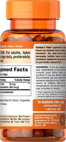 Puritan's Pride 2-pack of Lutein 20 Mg with Zeaxanthin-120 Softgels (240 Total)