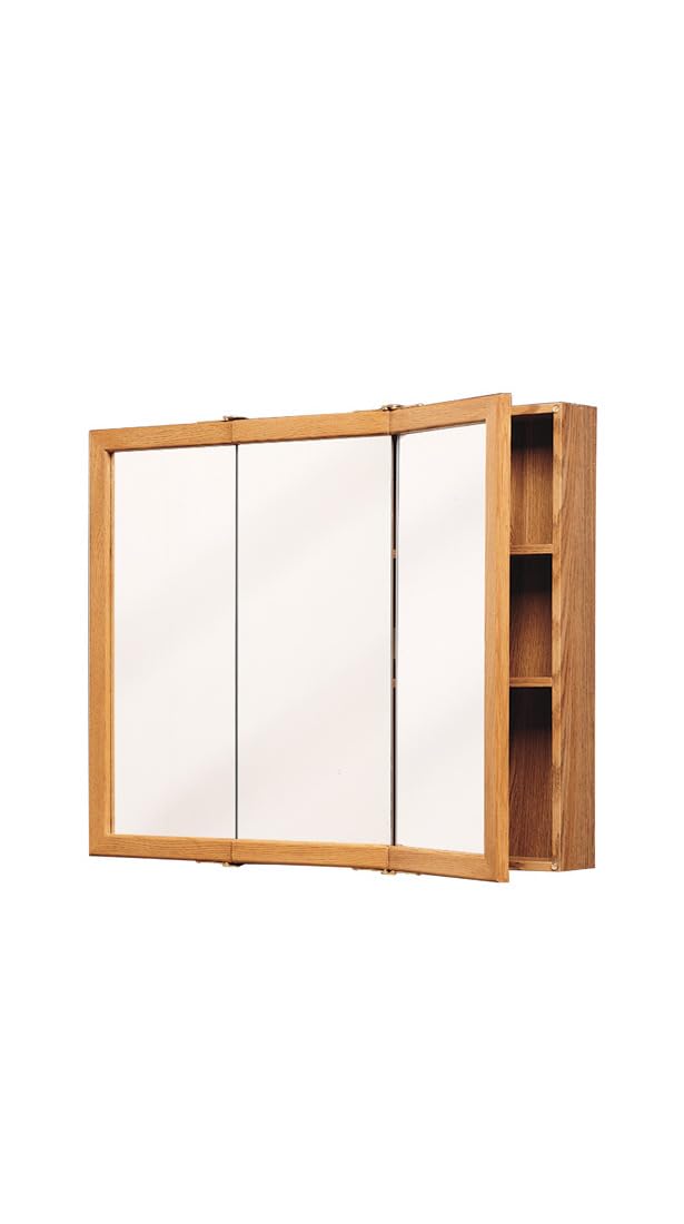 Zenith Products 23-3/4" W X 25-5/8" H X 4-1/2" D 24" Oak Frame Triview Medicine Cabinet MDF Body