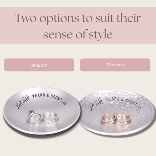 PureRejuva 10th Anniversary Tin Gifts – 4 In, Engraved, Aluminum Wedding Ring Holder Dish & Gift Box – 10 Year Anniversary for Him & 10 Year Anniversary for Her Smooth Style