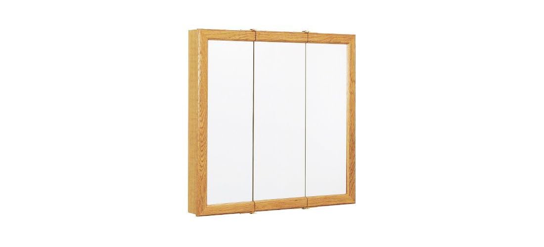 Zenith Products 23-3/4" W X 25-5/8" H X 4-1/2" D 24" Oak Frame Triview Medicine Cabinet MDF Body