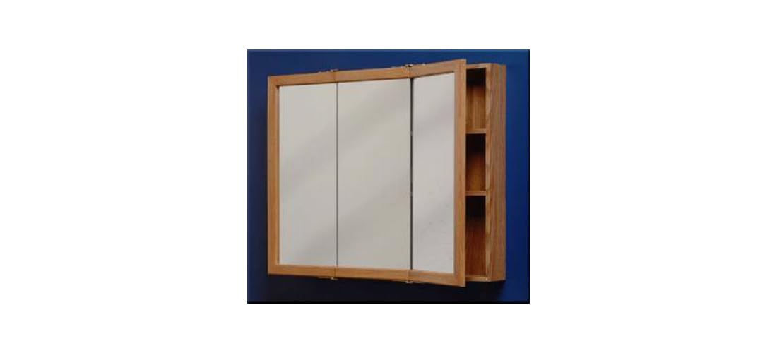 Zenith Products 23-3/4" W X 25-5/8" H X 4-1/2" D 24" Oak Frame Triview Medicine Cabinet MDF Body