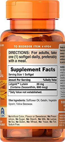 Puritan's Pride 2-pack of Lutein 20 Mg with Zeaxanthin-120 Softgels (240 Total)
