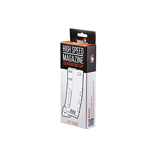 Lancer Tactical Airsoft M4 M16 Series Polymer 130 Round Capacity Transparent Window High Speed MidCap Airsoft Magazine
