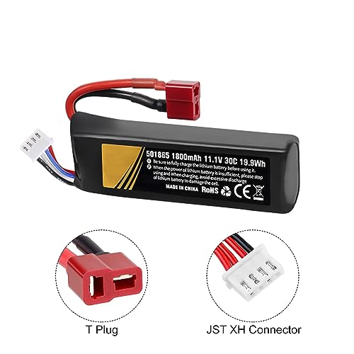 30C 11.1v lipo Battery Airsoft T Plug Connector with USB Charger T Plug to Mini Tamiya Cable Compatible with Airsoft Gel Water Bead Blaster Rechargeable Batteries Gel Blaster Accessories 2 Pack