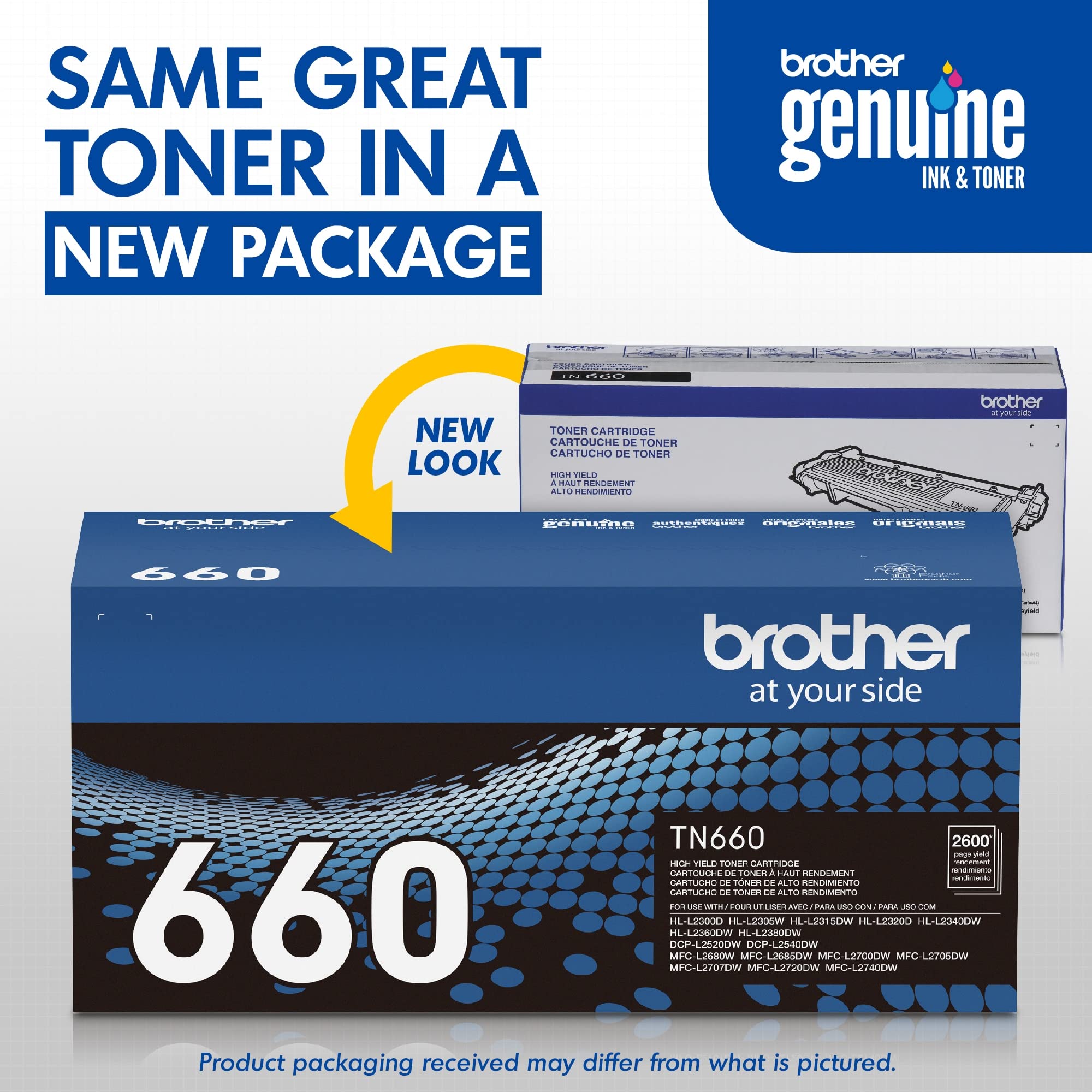 Brother Genuine High Yield Toner Cartridge, TN660, Replacement Black Toner, Page Yield Up To 2,600 Pages, Amazon Dash Replenishment Cartridge,1 Pack