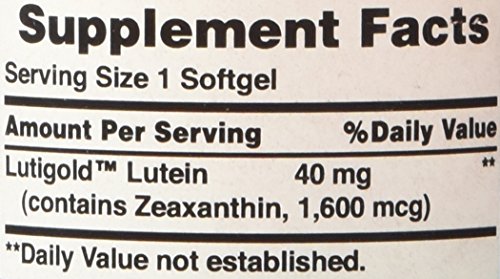 Lutein 40 Mg with Zeaxanthin, Helps Support Eye Health*, Whole Bean, 60 Ct, by Puritan's Pride
