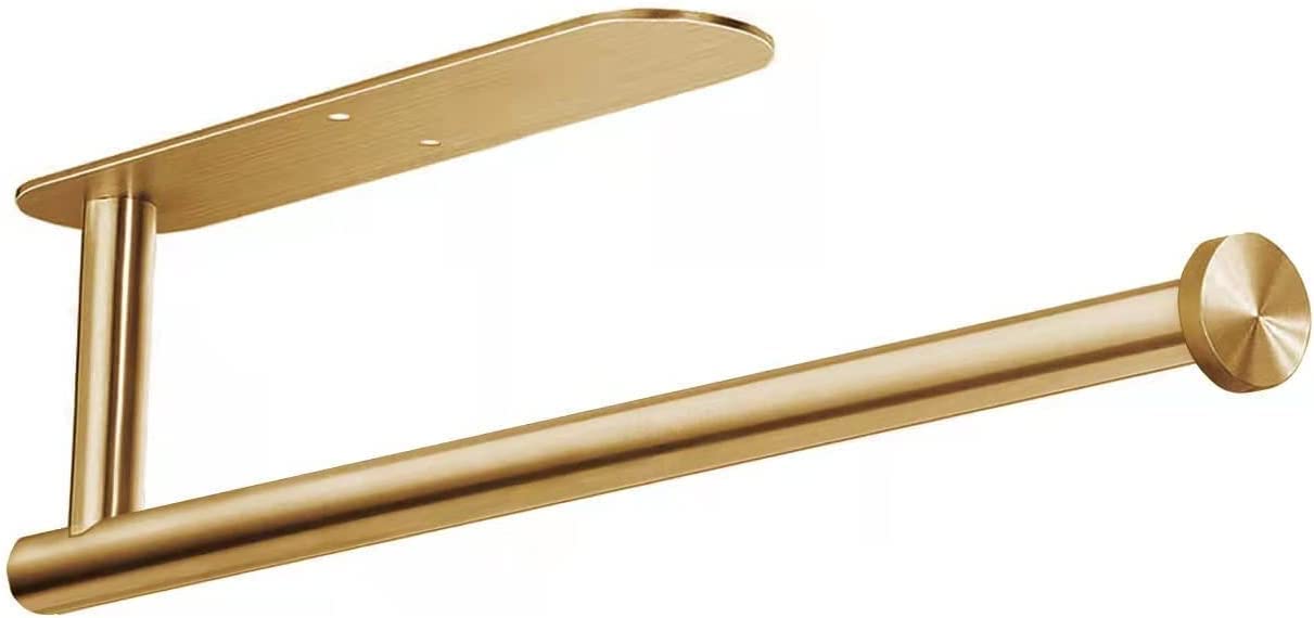 Paper Towel Holders,Paper Towels Rolls - for Kitchen,Paper Towels Bulk- Self-Adhesive Under Cabinet,Both Available in Adhesive and Screws,Stainless Steel Paper Towel Holder (Gold)