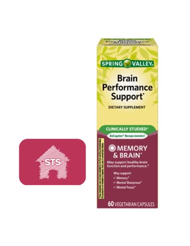 Spring Valley Brain Performance Support, 60 Count + STS Fridge Magnet.