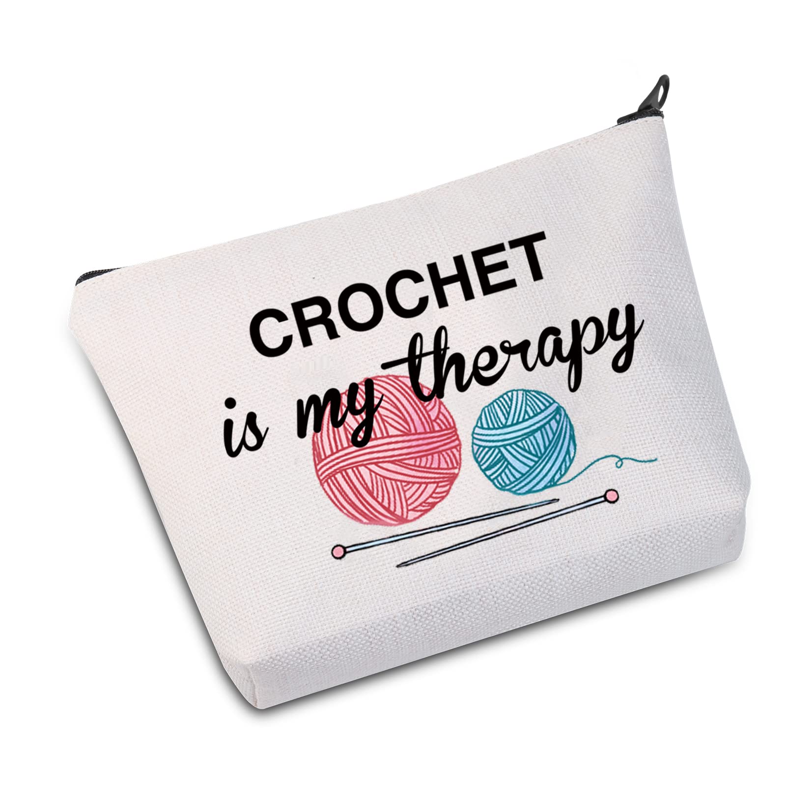 Knitting Project Bag Crochet Is My Therapy Knitting Humor Gift Yarn Bag Knitting Bag Mothers Day Gift (My Therapy B)