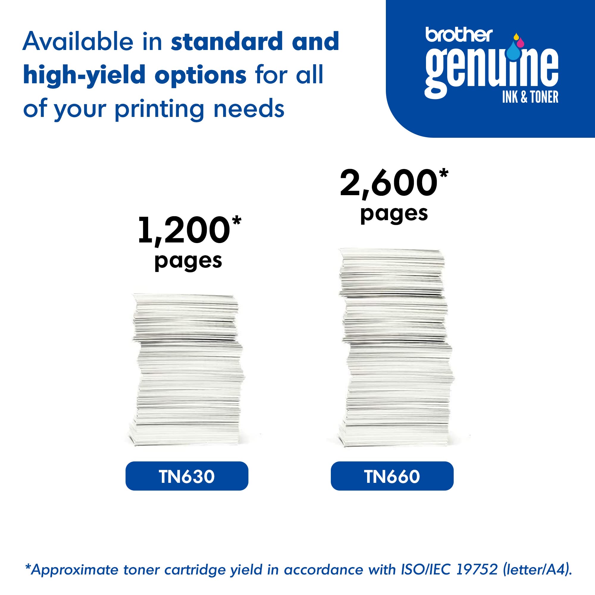 Brother Genuine High Yield Toner Cartridge, TN660, Replacement Black Toner, Page Yield Up To 2,600 Pages, Amazon Dash Replenishment Cartridge,1 Pack