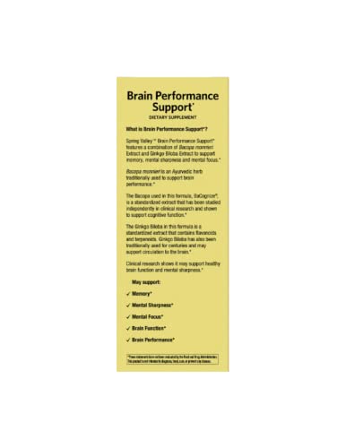 Spring Valley Brain Performance Support, 60 Count + STS Fridge Magnet.