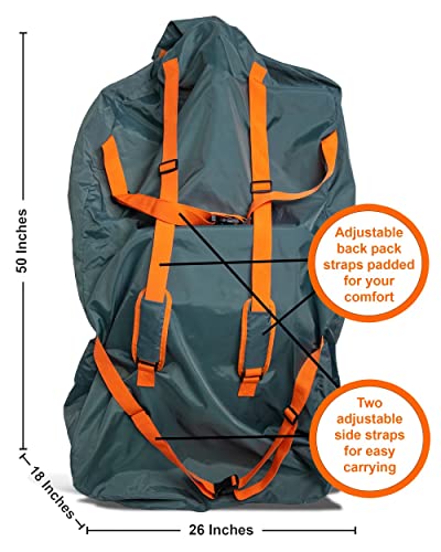Extra Large - Heavy Duty Stroller Gate Check Bag | Waterproof | Compatible with: WONDERFOLD, BOB, VEER, JEEP WAGON, ETC. | Fits most car seats, stroller wagons, double and Jogging Strollers