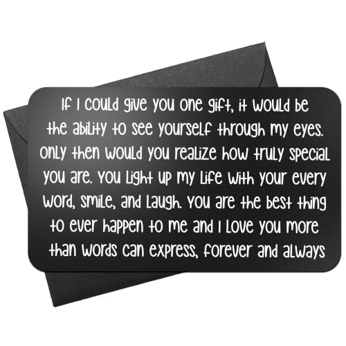 Engraved Wallet Love Note - Cute Anniversary Gifts for Him, Gift for Boyfriend, Hubby, Just Because I Love You, 6th or 10th Year Anniversary Gift for Husband, Deployment, or Long Distance Relationship
