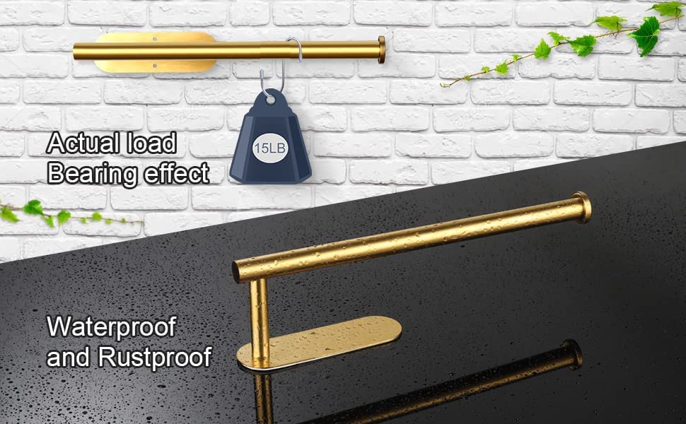 Paper Towel Holders,Paper Towels Rolls - for Kitchen,Paper Towels Bulk- Self-Adhesive Under Cabinet,Both Available in Adhesive and Screws,Stainless Steel Paper Towel Holder (Gold)