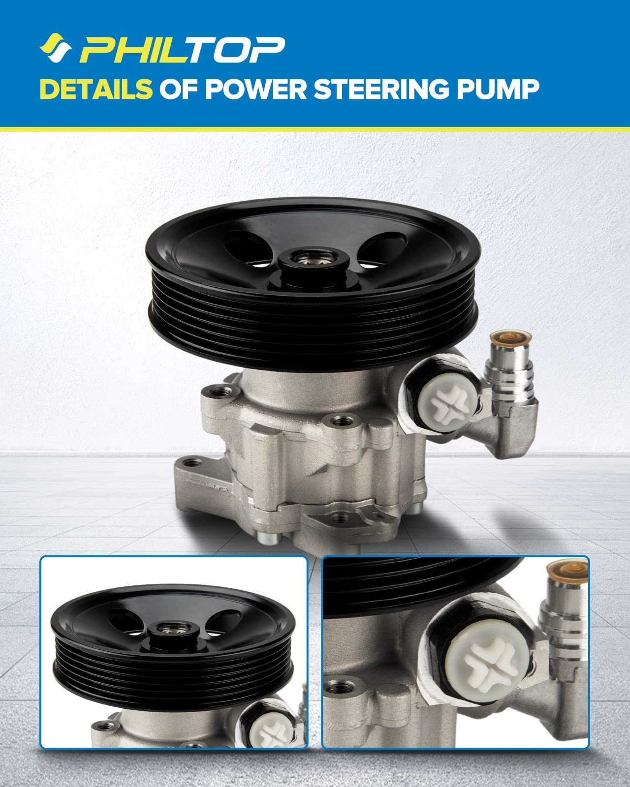 PHILTOP 21-5294 Power Steering Pump Fit For ML320 1998-2003 3.2L, ML430 1999-2001 4.3L, ML55 AMG 2000-2003 5.5L Power Steering Pump with Pulley