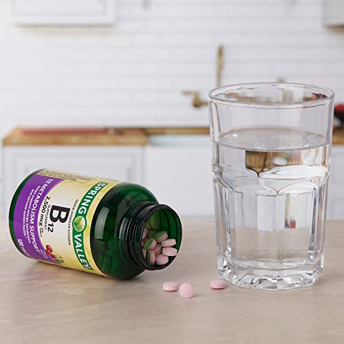 Vitamin B12, Supports Energy Metabolism. Includes Luall Fridge Magnetic + Spring Valley Vitamin B12 Quick-Dissolve Tablets Dietary Supplement (2,500 mcg, Cherry Flavor, 120 Tablets)