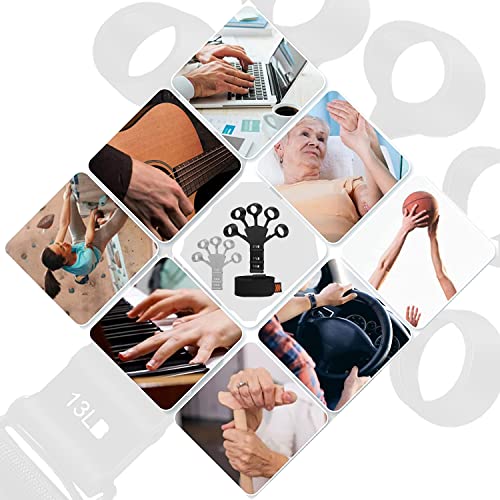 Finger Strengthener, Grip Strength Trainer, Finger Exerciser & Hand Strengthener, Finger Resistance Band for Wrist Physcial Rehabilitation ,Rock climbing training, strength training(Black+Grey)