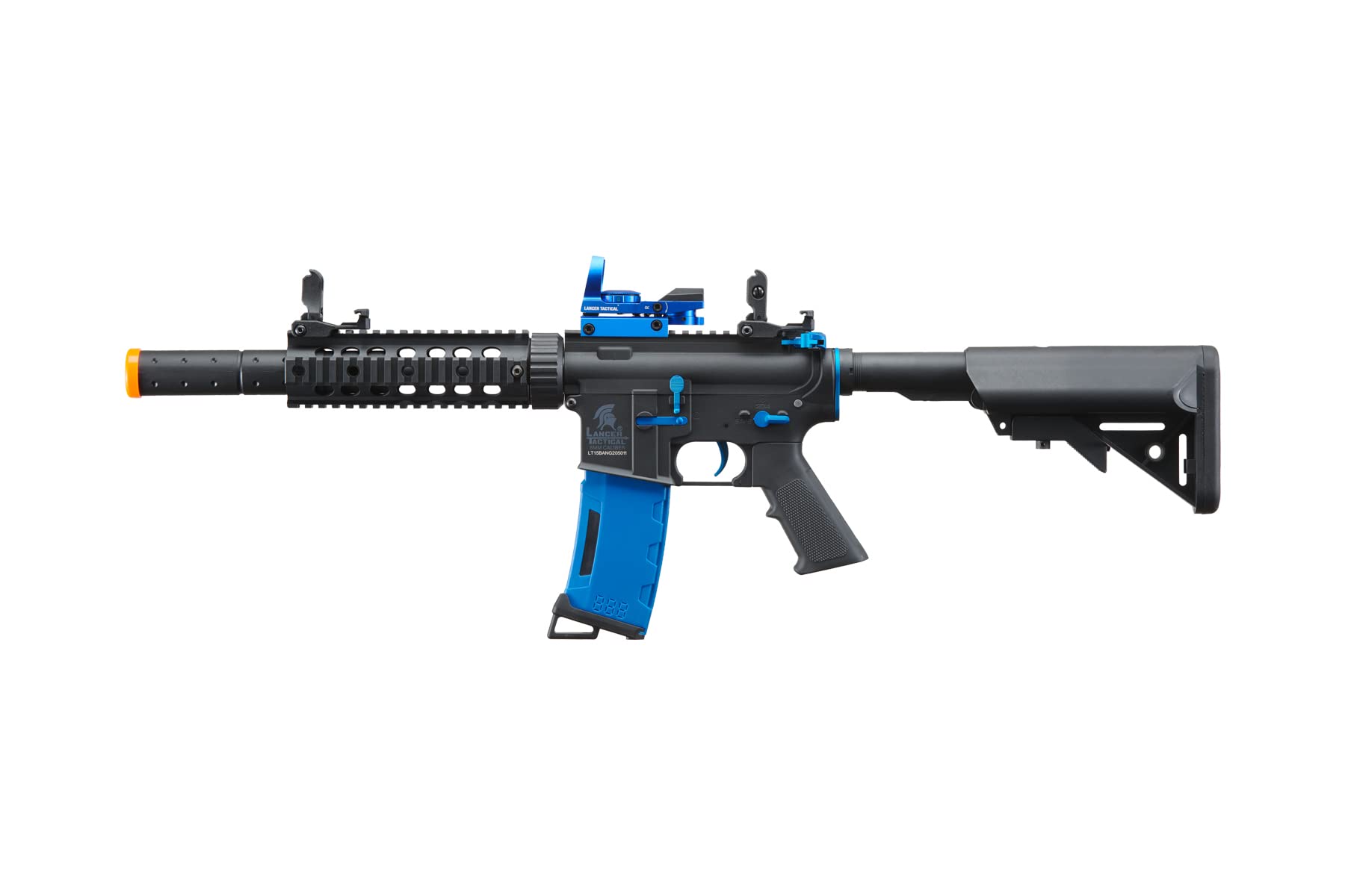 Lancer Tactical Gen 2 M4 SD Blue Carbine Combo Airsoft AEG Rifle with Red Dot Sight (9.6v Nimh Battery, Charger, 1000 Rounds 0.20g BBS Included)