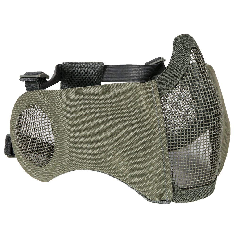 AOUTACC Airsoft Mask, Half Face Mesh Masks with Ear Protection for CS/Hunting/Paintball/Shooting (Mesh Ear, Gray)
