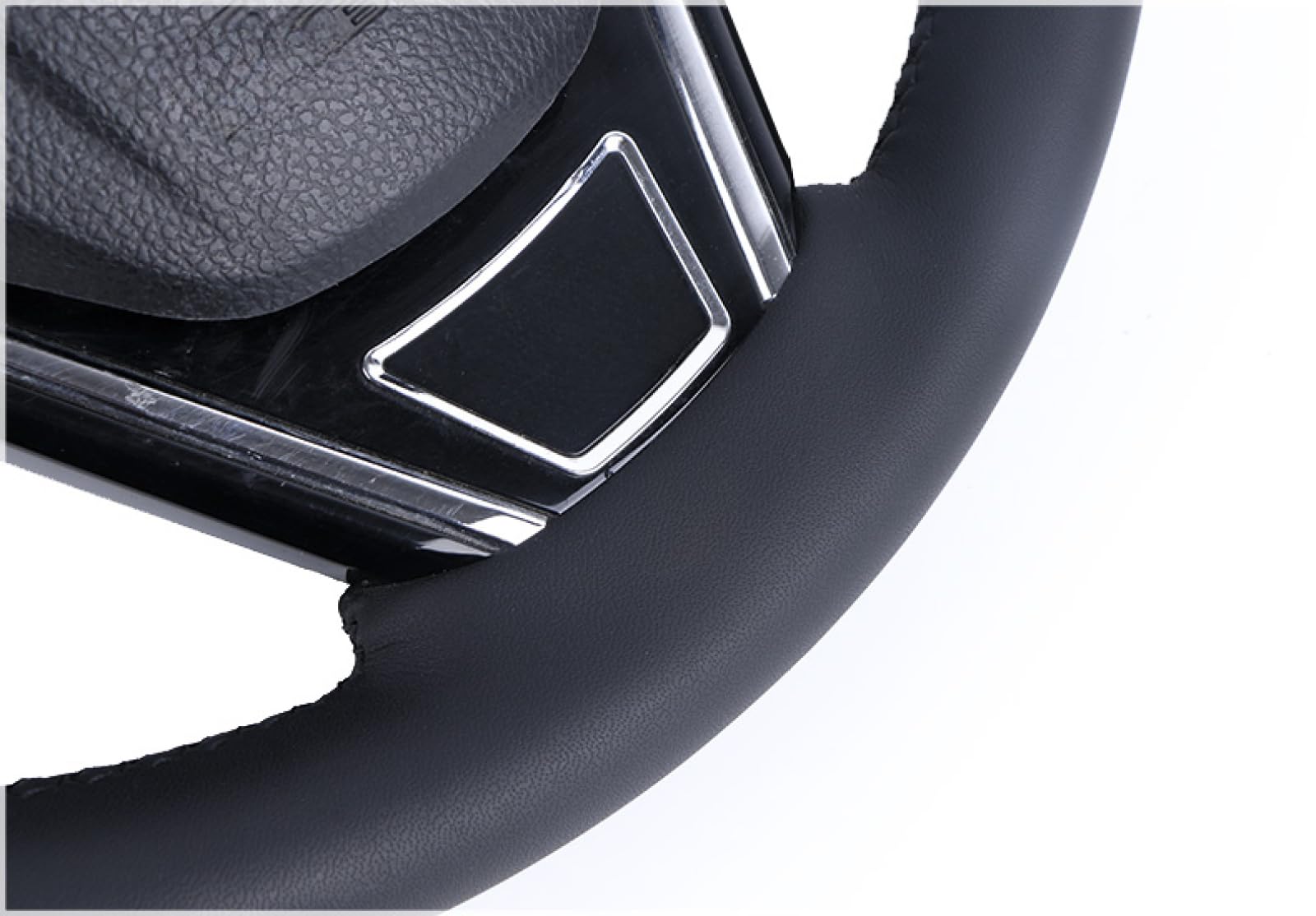 Hand-Stitched Black Leather Car Steering Wheel Cover, for Mercedes Benz C-Class W203 2000-2007 C32 AMG 2002-2003 DIY Breathable Steering Wheel Covers