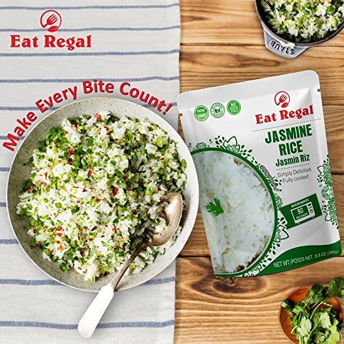 Eat Regal Thai Jasmine Rice In Hood & Tray, Ready To Eat in 90 Seconds, Microwavable in just 90 Seconds, Nutritious & Delicious 8.8 Ounce (Pack of 8)