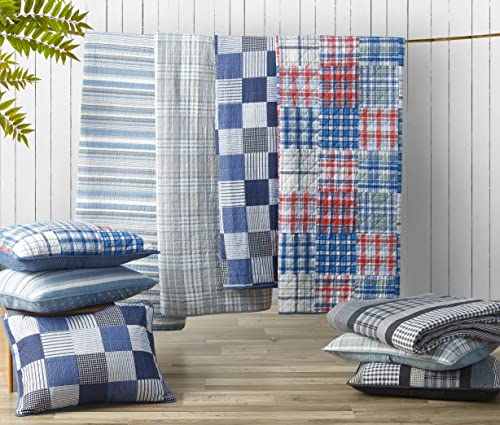 Nautica Quilt Set All Season Cotton Bedding with Matching Sham, Lightweight & Reversible, Queen, Jettison Grey/Blue/White