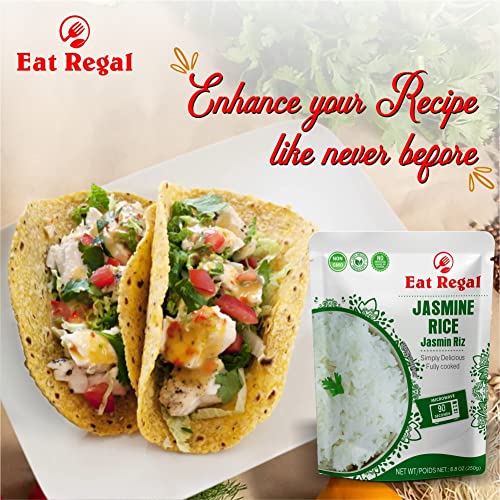 Eat Regal Thai Jasmine Rice In Hood & Tray, Ready To Eat in 90 Seconds, Microwavable in just 90 Seconds, Nutritious & Delicious 8.8 Ounce (Pack of 8)