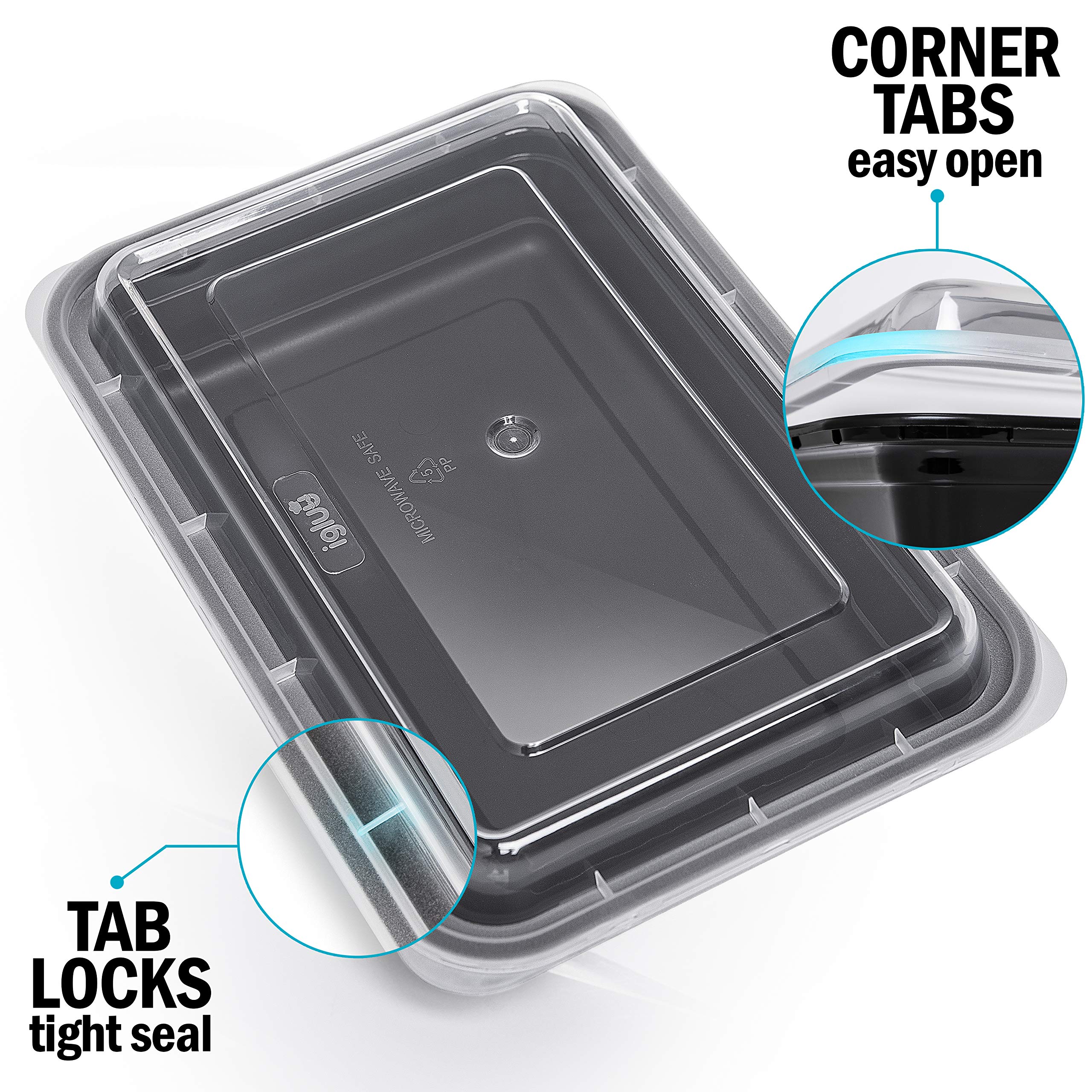 Igluu Meal Prep Containers [10 pack] 1 Compartment with Airtight Lids - Plastic Food Storage Bento Box - BPA Free - Reusable Lunch Boxes - Microwavable, Freezer and Dishwasher Safe (28 oz)