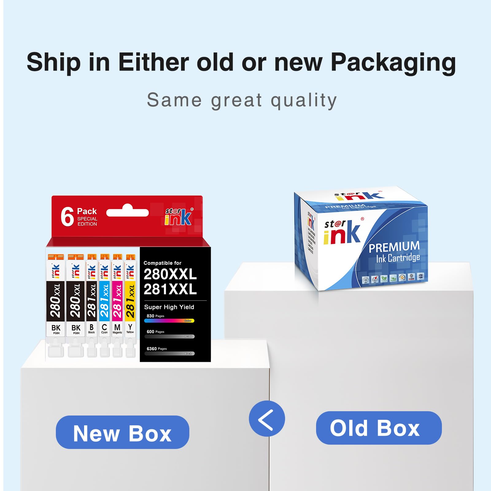 st@r ink Compatible Ink Cartridge Replacement for Canon 280 281 XXL PGI-280XXL CLI-281XXL for Pixma TR8620 TR8520 TR7520 TS6320 TS6120 TS6220 TS9520 TS9120 TS8320 Printer(2 PGBK,1BK/1C/1M/1Y) 6 Packs