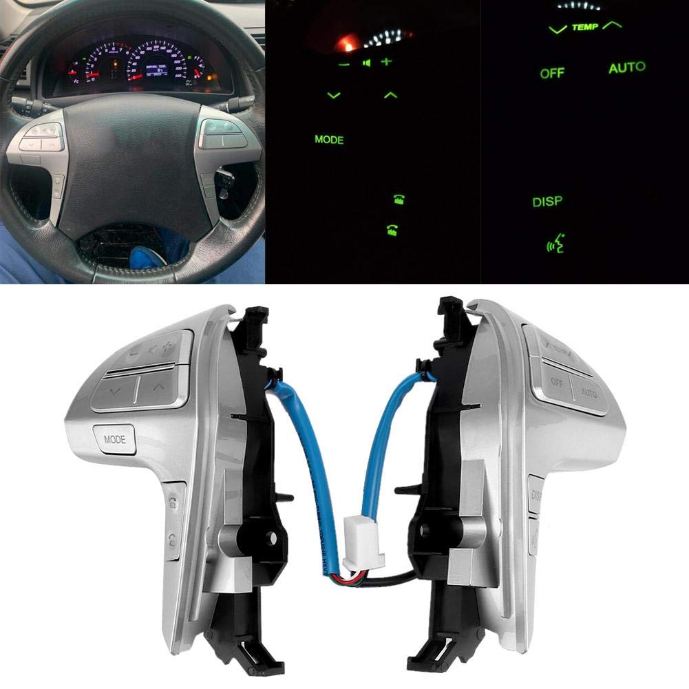 Gorgeri 1 Pair Steering Wheel Button, Multifunction Steering Wheel Control Switch Button Fits for XV40 2007-2011 XU40 2008-2013 (Silver)